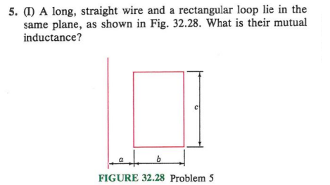 Solved 5. (1) A long, straight wire and a rectangular loop | Chegg.com