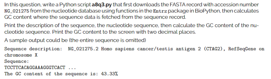 Solved In this question, write a Python script a8q3.py that | Chegg.com