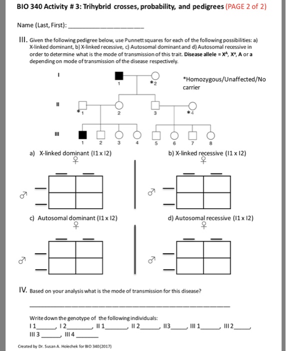 Solved BIO 340 Activity # 3: Tríhybrid crosses, probability, | Chegg.com