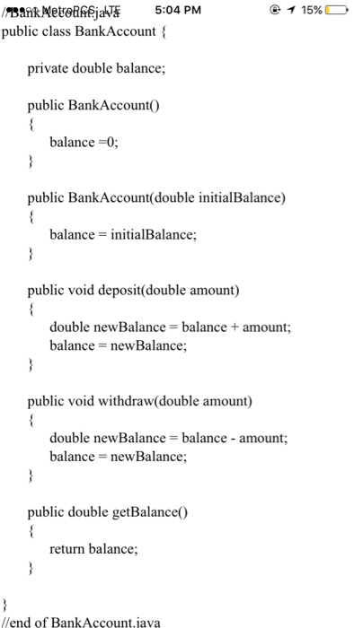 Solved (45%) write a Java program for a local Bank as | Chegg.com