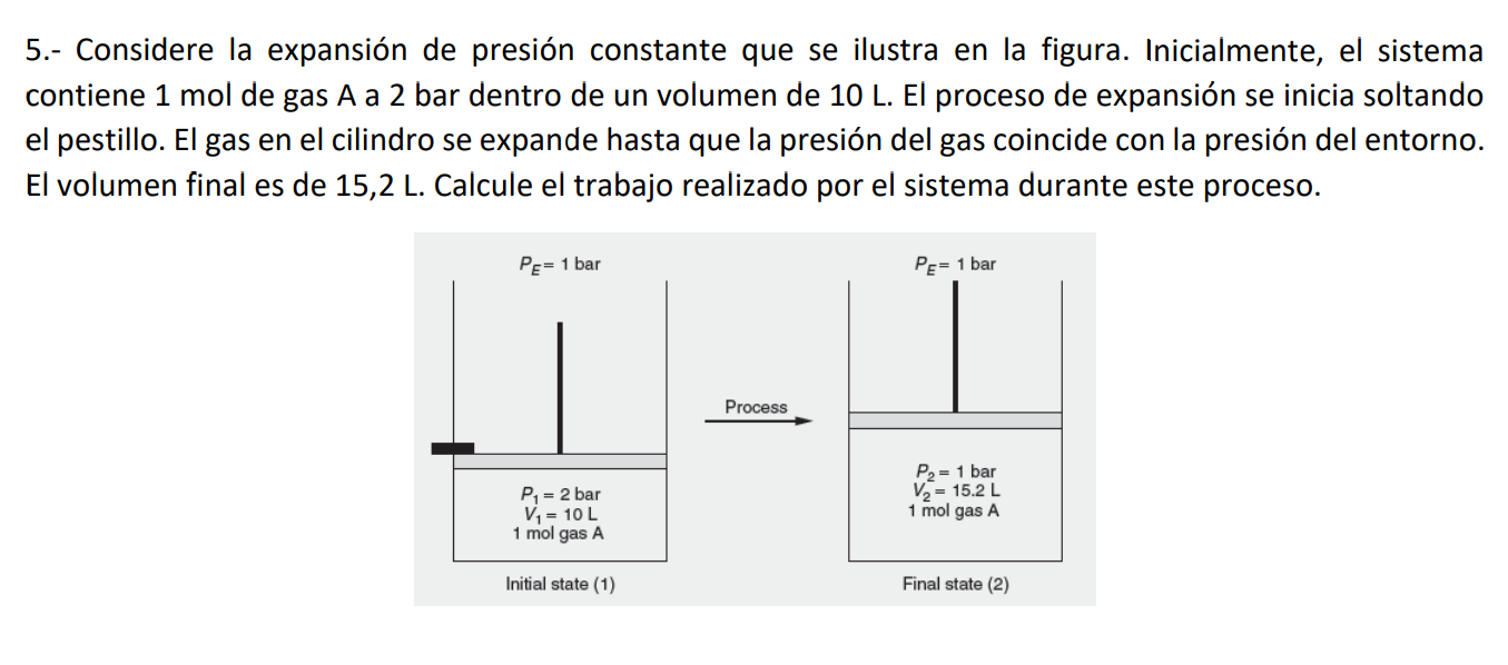 Solved 5.- Considere la expansión de presión constante que | Chegg.com
