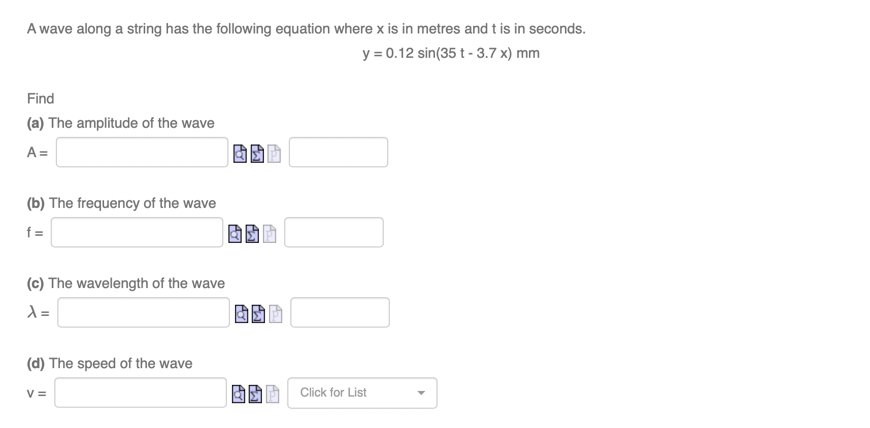 Solved A wave along a string has the following equation | Chegg.com