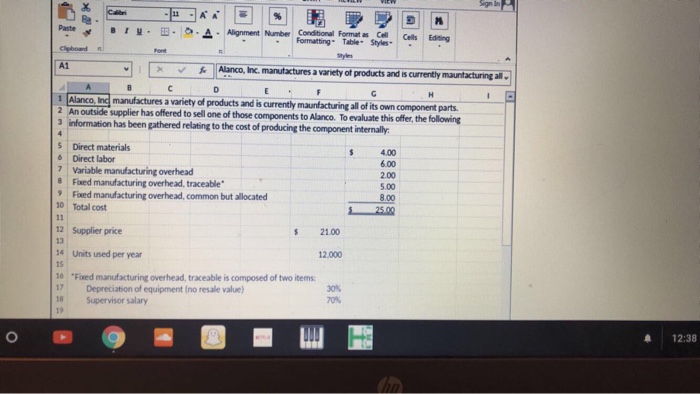 Solved ? as Cel Formatting Table. Styles Cells Editing | Chegg.com