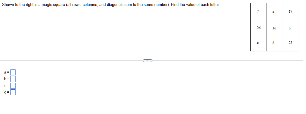 Solved Shown to the right is a magic square (all rows, | Chegg.com