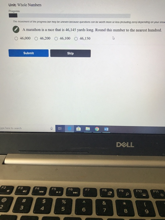 Solved Unit: Whole Numbers Progress The movement of the | Chegg.com