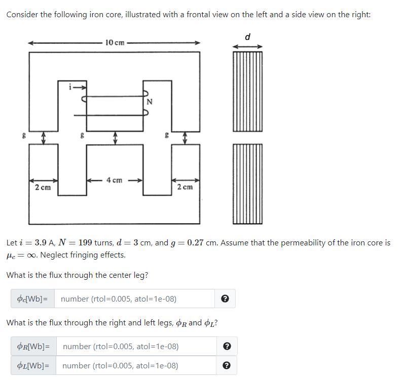 Solved Consider the following iron core, illustrated with a | Chegg.com