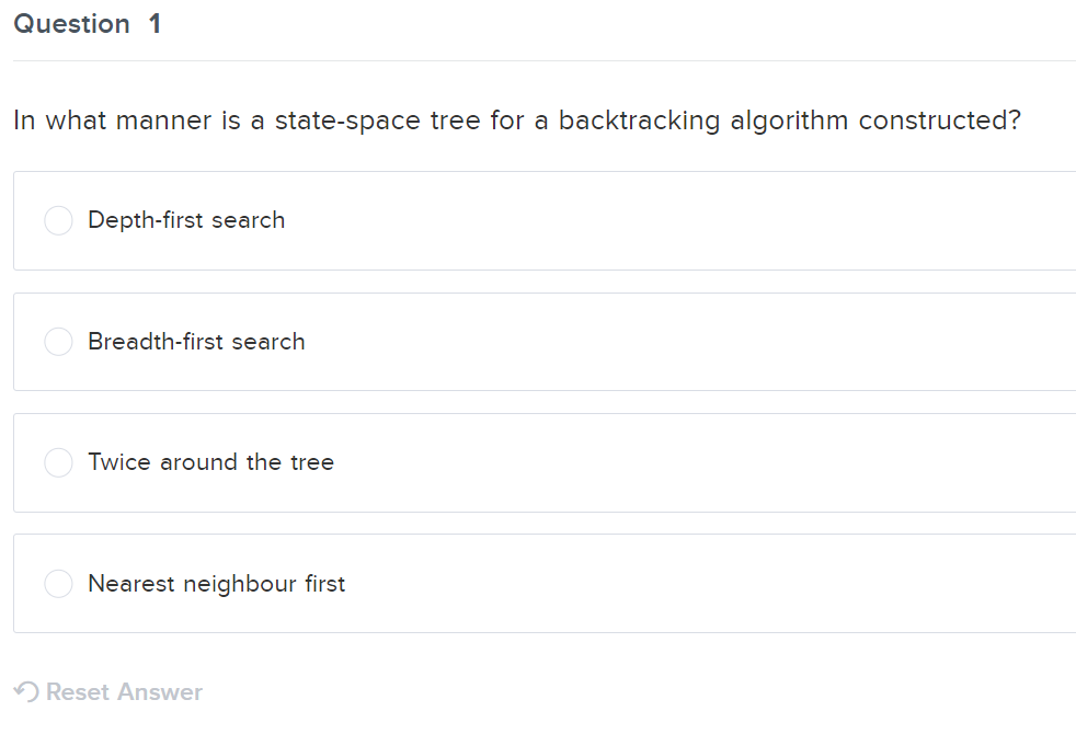 Solved In what manner is a state-space tree for a | Chegg.com