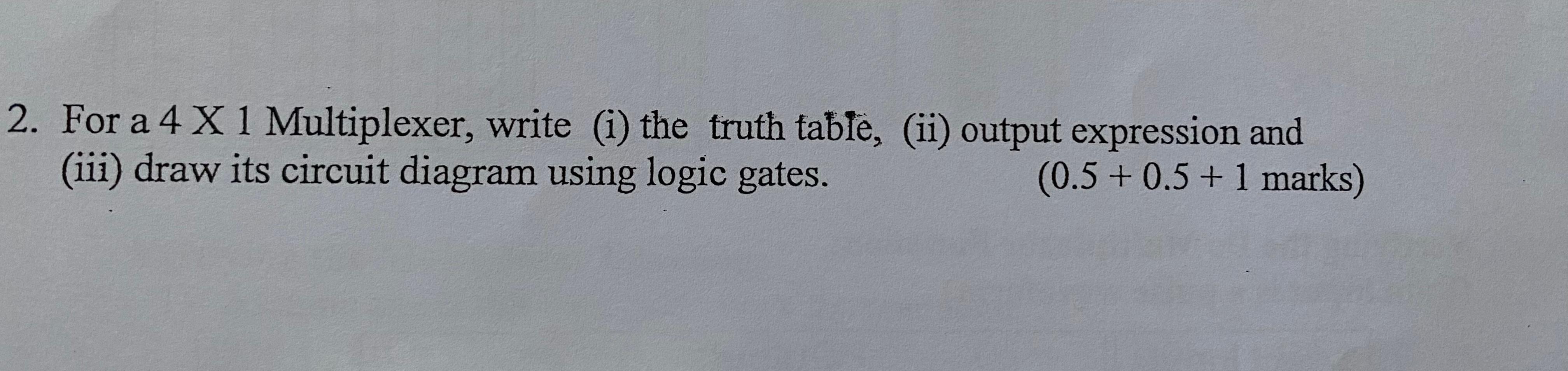 Solved For a 4 X 1 Multiplexer, write (i) the truth table, | Chegg.com