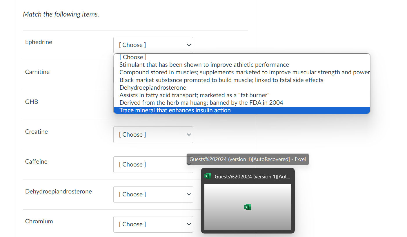 Solved Match the following items. Ephedrine [ Choose ] | Chegg.com