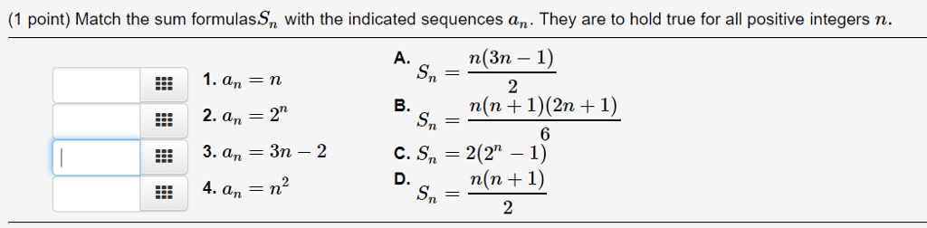 Solved (1 point) For each sequence, find a formula for the | Chegg.com