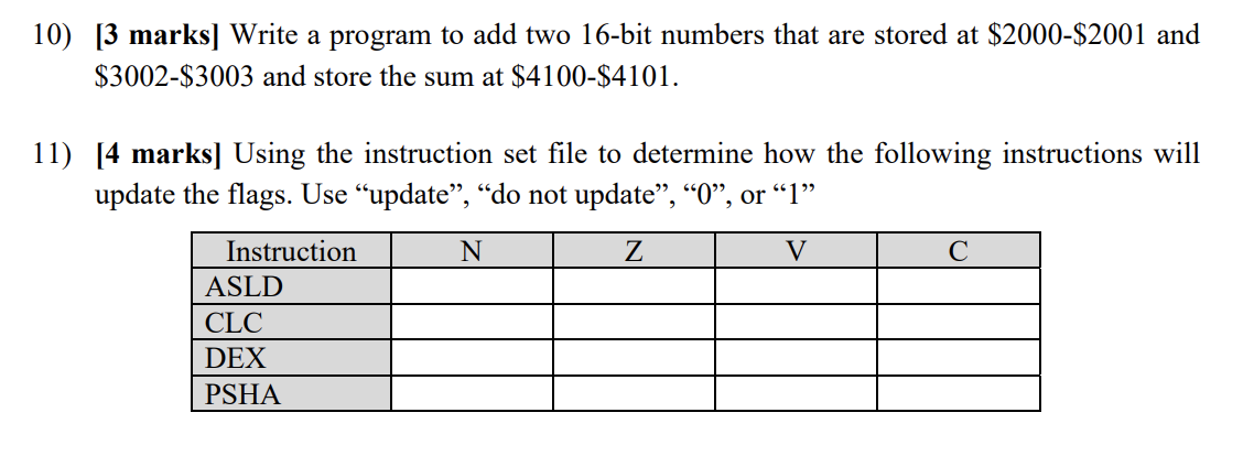 Solved 10) [3 marks] Write a program to add two 16-bit | Chegg.com