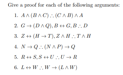 Give a proof for each of the following arguments: 1. | Chegg.com