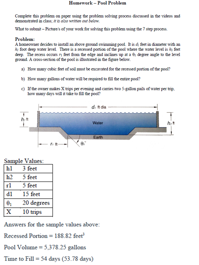 Homework - Pool Problem Complete this problem on | Chegg.com