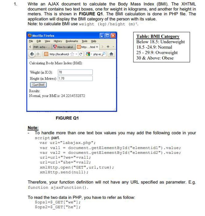 Solved Write an AJAX document to calculate the Body Mass | Chegg.com