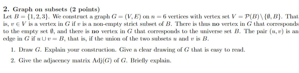 Solved 2. Graph on subsets (2 points) Let B = {1, 2, 3}. We | Chegg.com