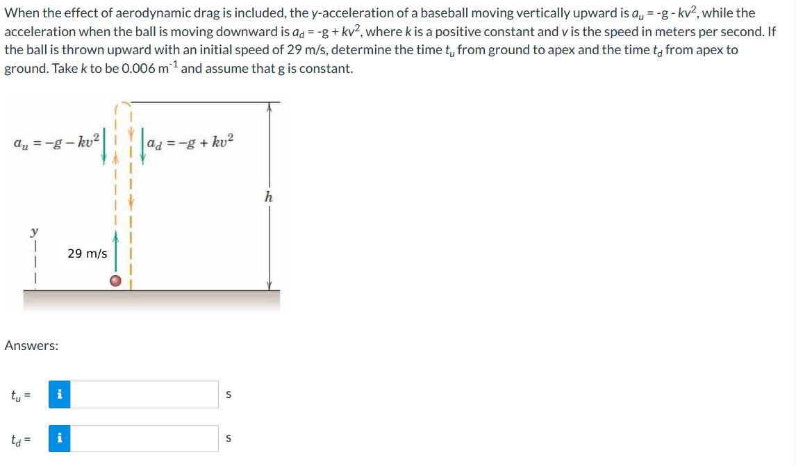 Solved When the effect of aerodynamic drag is included, the | Chegg.com