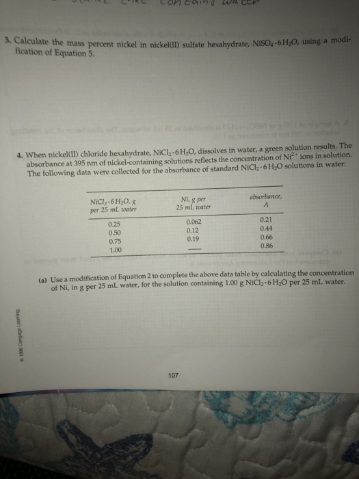 Solved 3. Calculate the mass percent nickel in nickeld) | Chegg.com