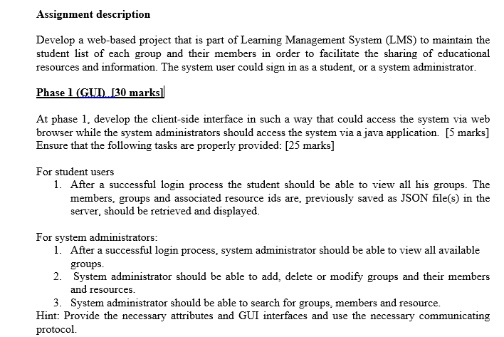 Solved Assignment description Develop a web-based project | Chegg.com