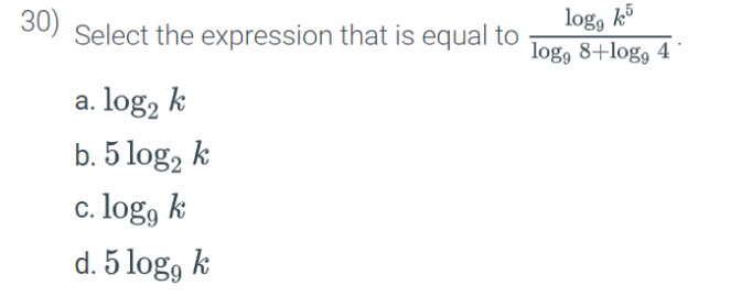 Solved 30) Select the expression that is equal to | Chegg.com