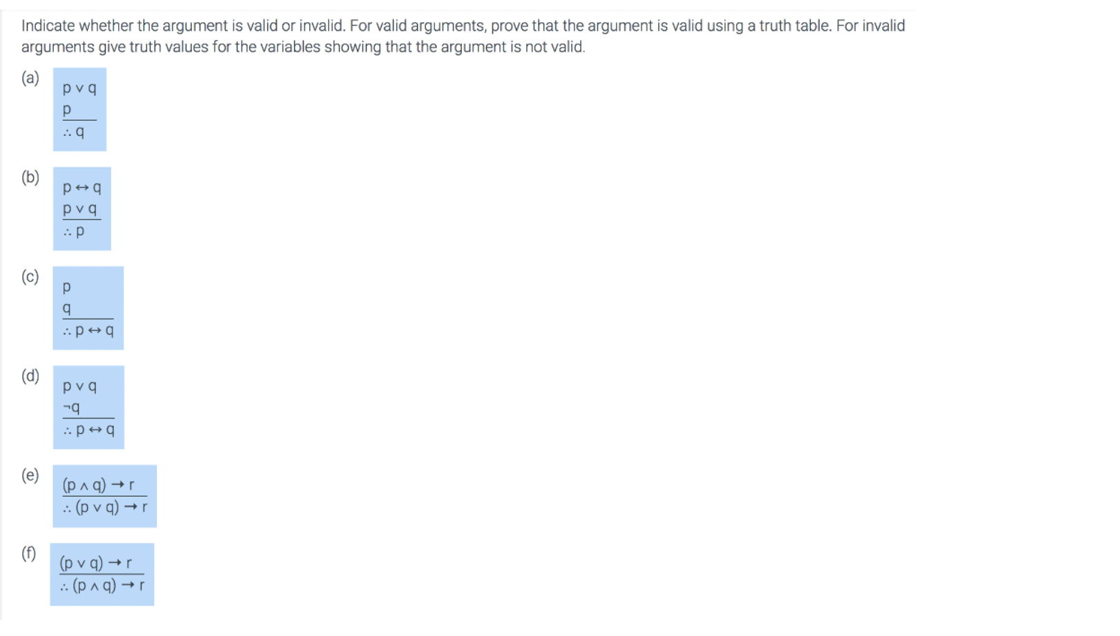 Solved Indicate whether the argument is valid or invalid. | Chegg.com