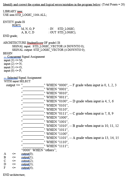 :IN Identify and correct the syntax and logical | Chegg.com