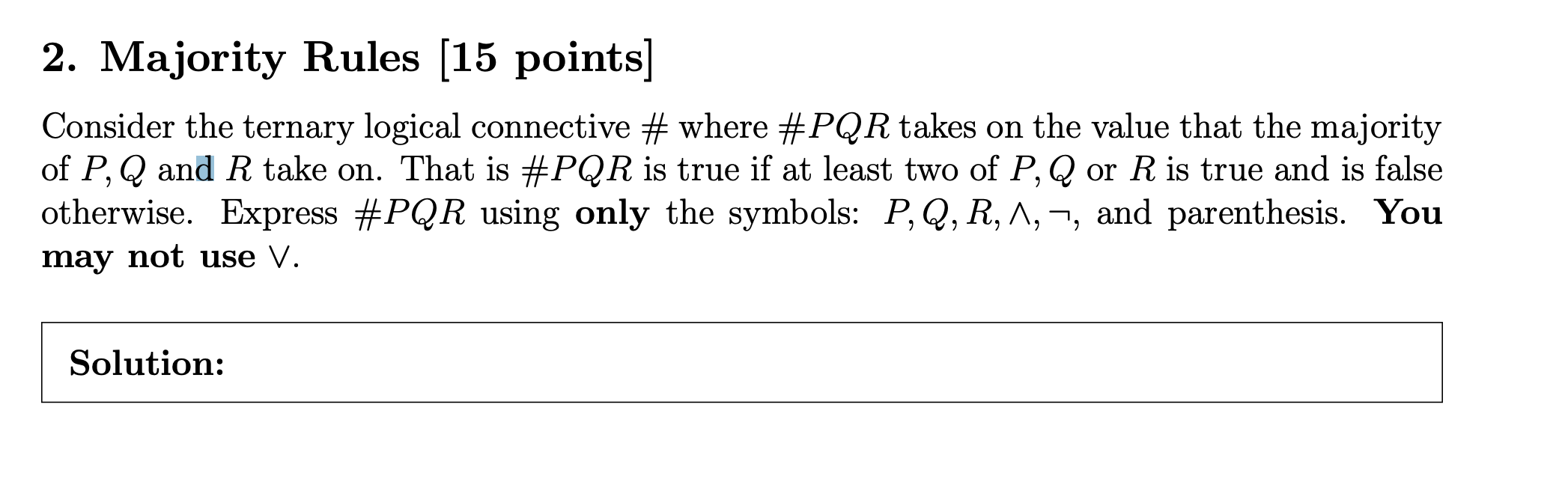 Solved 2. Majority Rules [15 points] Consider the ternary | Chegg.com