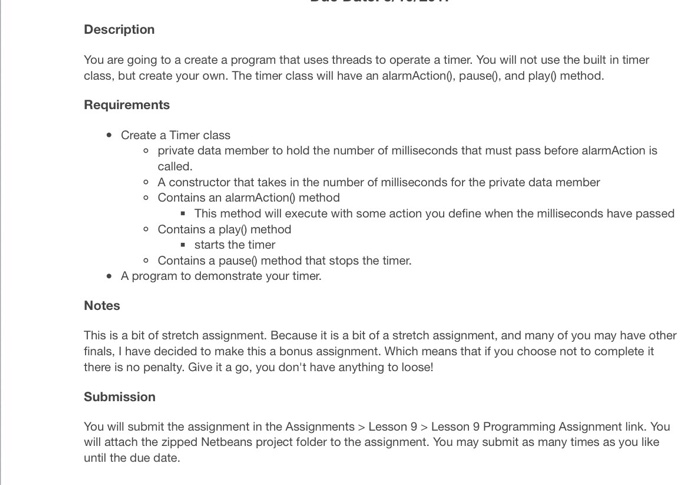 Solved Java Create A Program That Uses Threads To Operate A