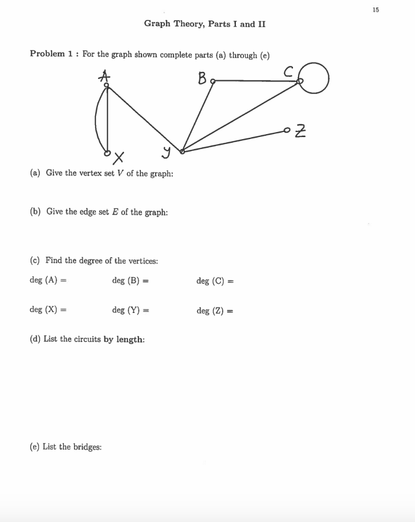 Solved Graph Theory, Parts I and II Problem 1: For the graph | Chegg.com