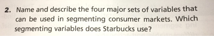 Solved Name and describe the four major sets of variables | Chegg.com