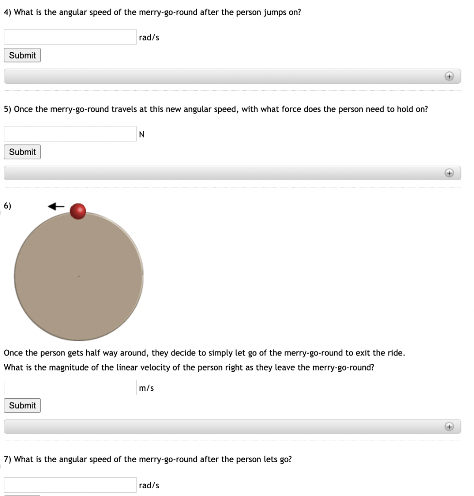 Solved A merry-go-round with a a radius of R=1.76 m and | Chegg.com