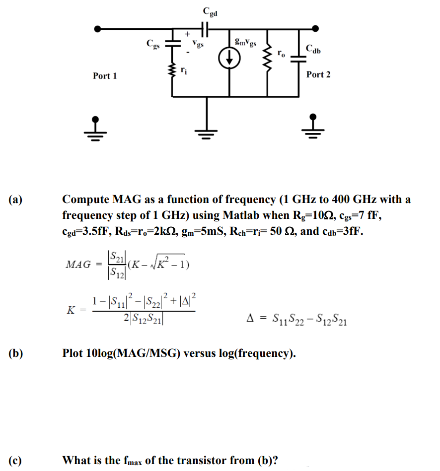 Solved (a) Compute MAG as a function of frequency ( 1GHz to | Chegg.com