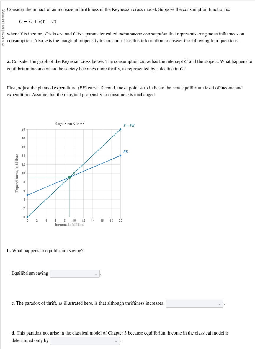 Solved Consider the impact of an increase in thriftiness in | Chegg.com