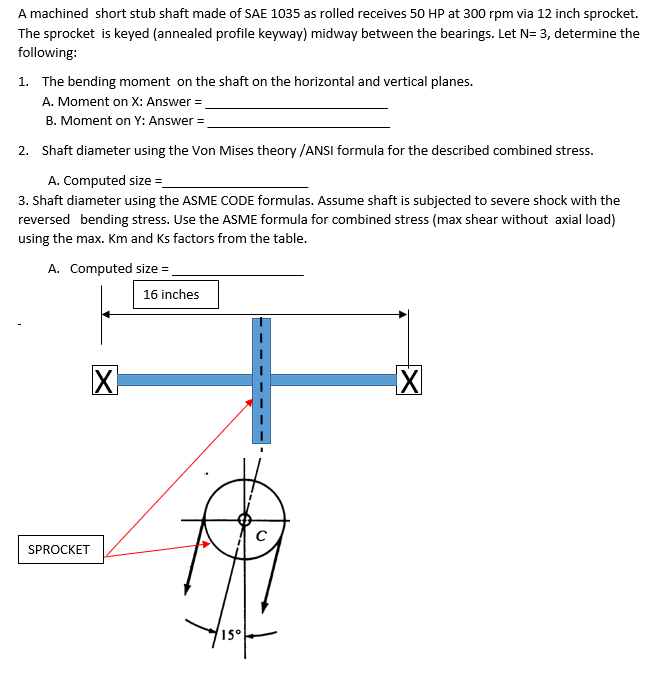 [Solved]: A machined short stub shaft made of SAE 1035 as