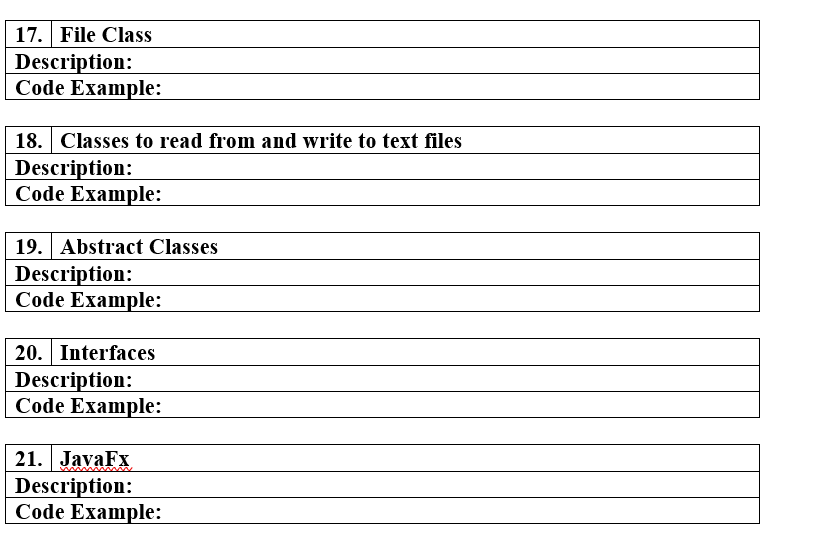 Solved 17. File Class Description: Code Example: 18. Classes | Chegg.com