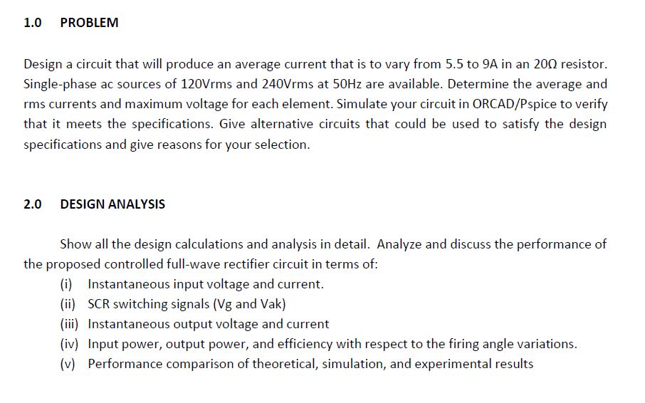 Solved Design a circuit that will produce an average current | Chegg.com