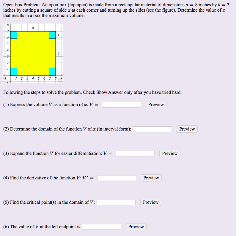 Solved Open-box Problem. An open-box (top open) is made from | Chegg.com