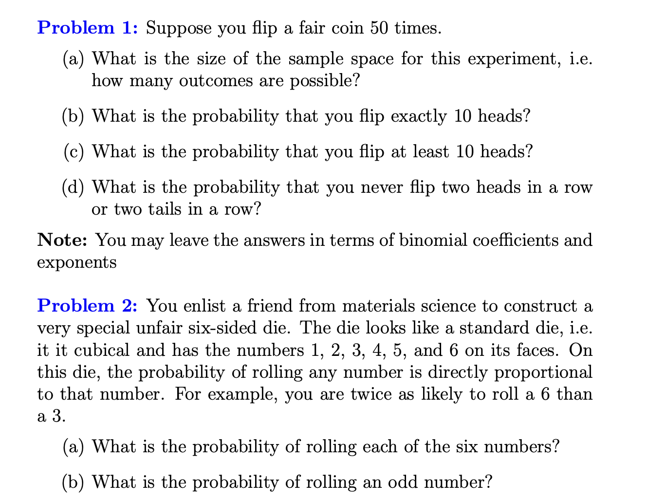 Solved Problem 1: Suppose you flip a fair coin 50 times. (a) | Chegg.com