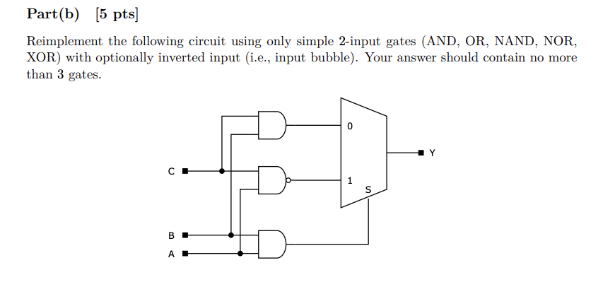 Solved Part(b) [5 pts] Reimplement the following circuit | Chegg.com