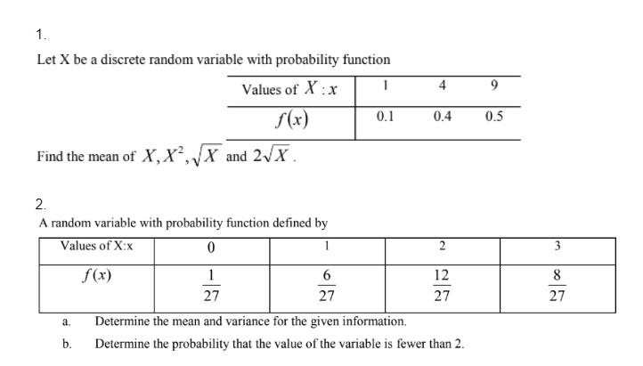 Solved 1. Let X be a discrete random variable with | Chegg.com