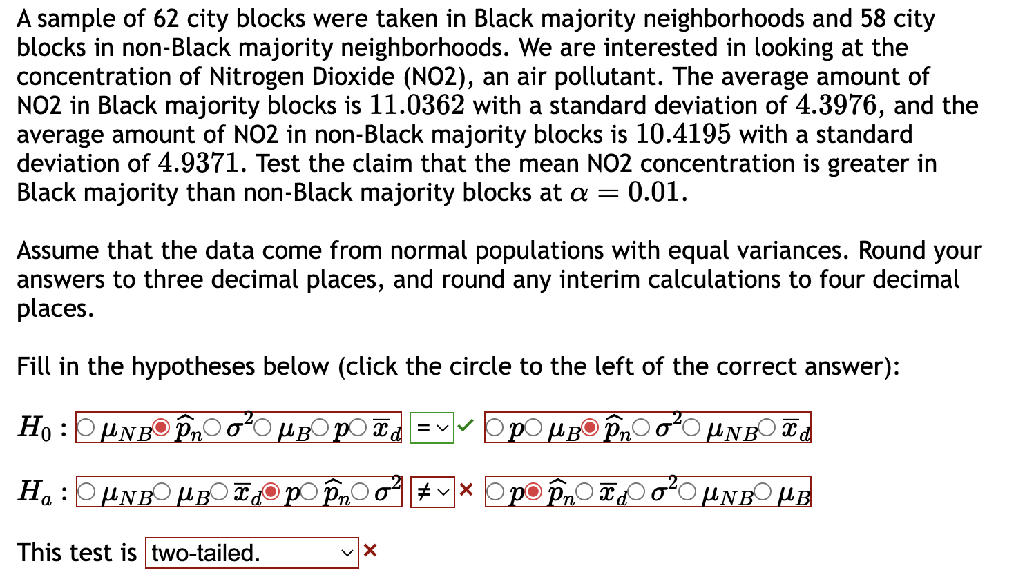 Solved A sample of 62 city blocks were taken in Black | Chegg.com