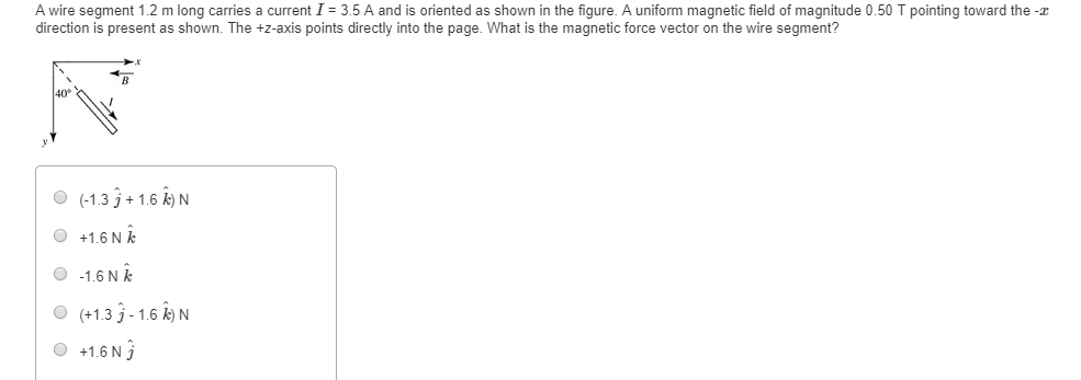 Solved A wire segment 1.2 m long carries a current I 3.5 A | Chegg.com