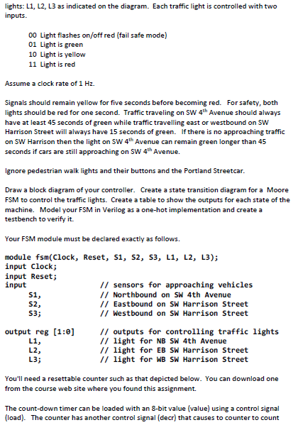 Design a finite state machine (FSM) to control the | Chegg.com