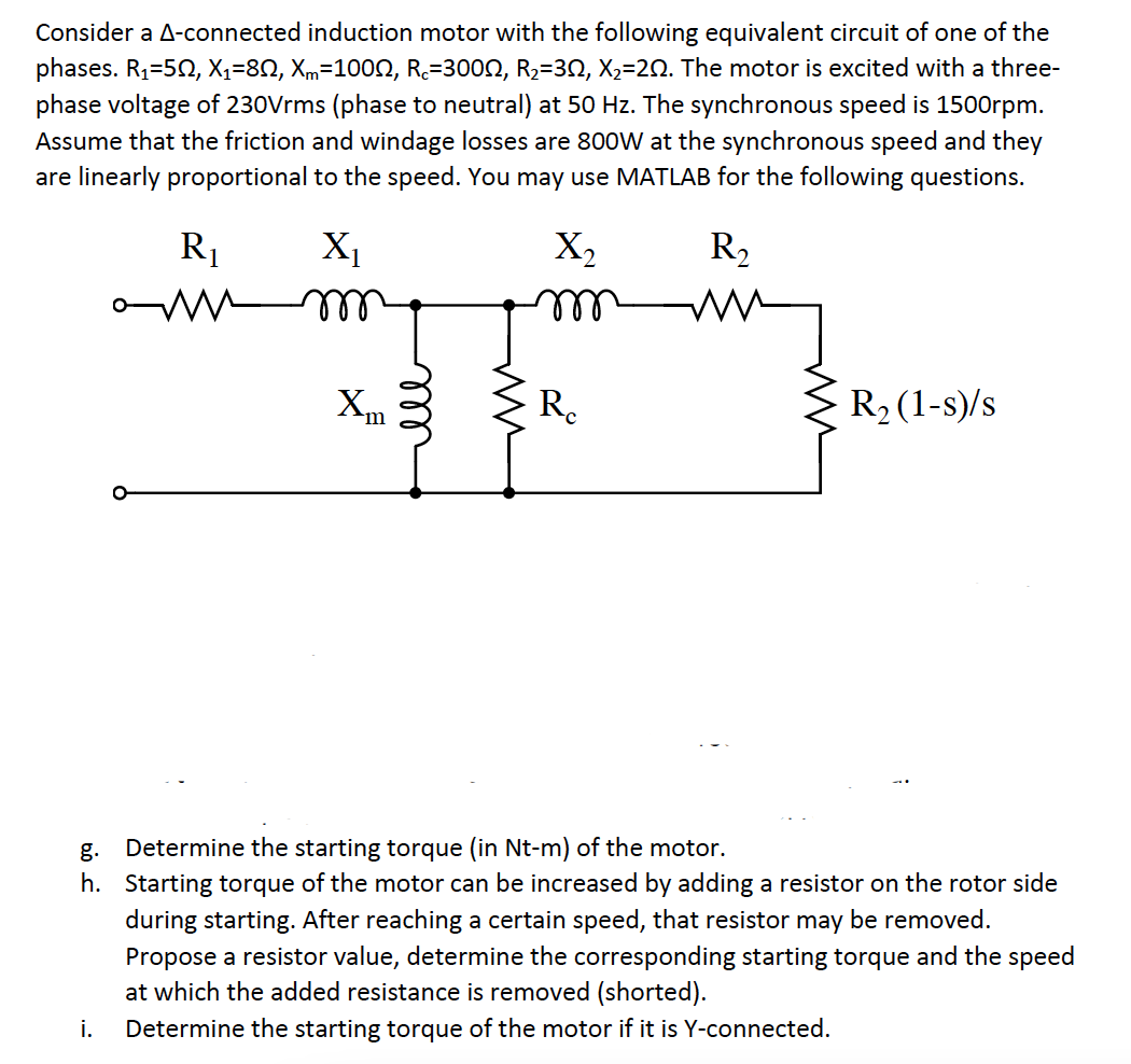 Solved Consider a Δ-connected induction motor with the | Chegg.com