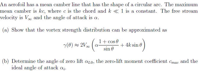 Solved An aerofoil has a mean camber line that has the shape | Chegg.com