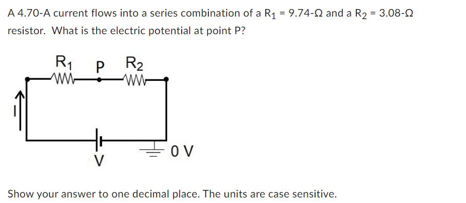 Solved A 4.70-A current flows into a series combination of a | Chegg.com