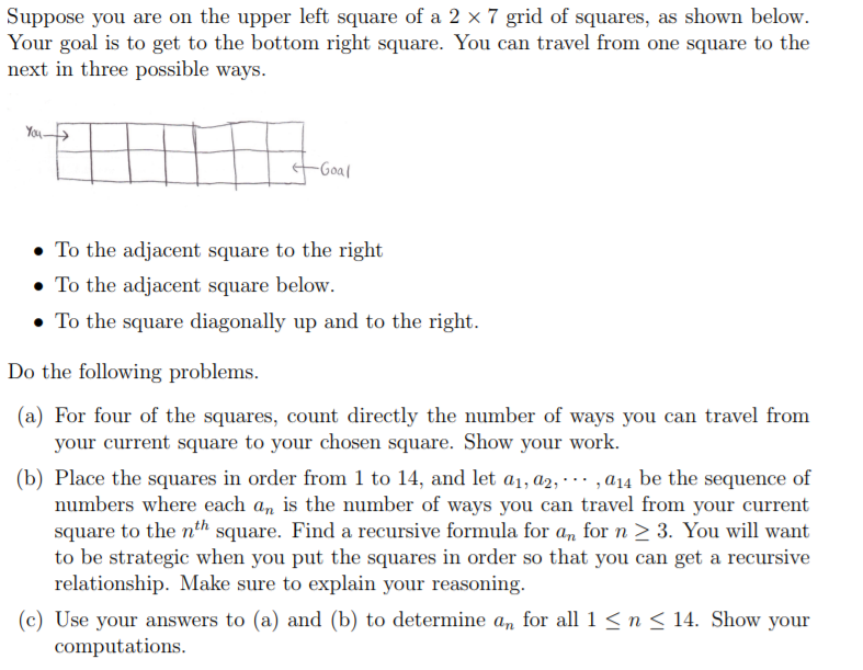 Solved Suppose you are on the upper left square of a 2 x 7 | Chegg.com