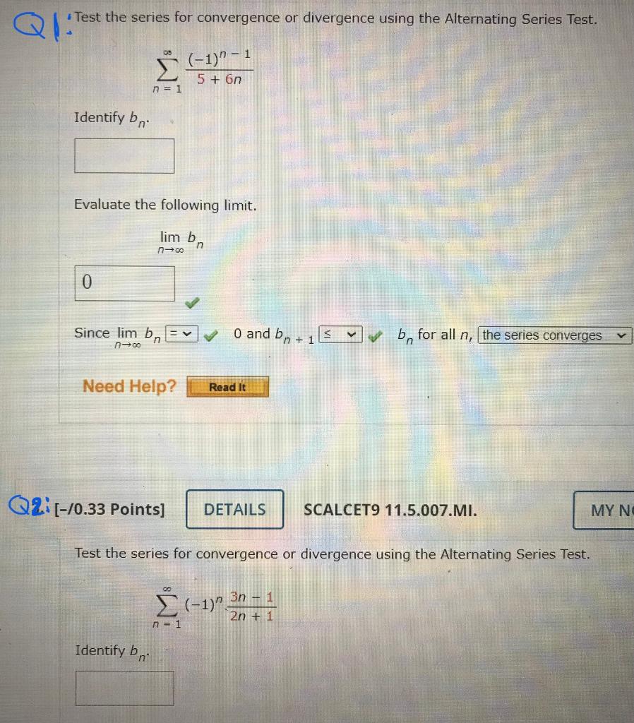 Solved Test the series for convergence or divergence using | Chegg.com