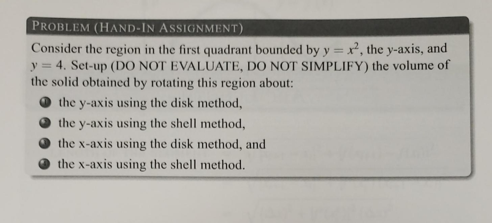 Solved PROBLEM (HAND-IN ASSIGNMENT Consider the region in | Chegg.com