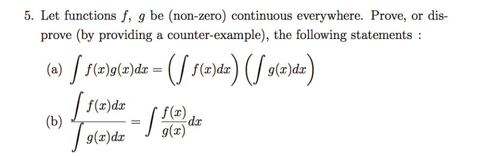 Solved 5. Let functions f, g be (non-zero) continuous | Chegg.com