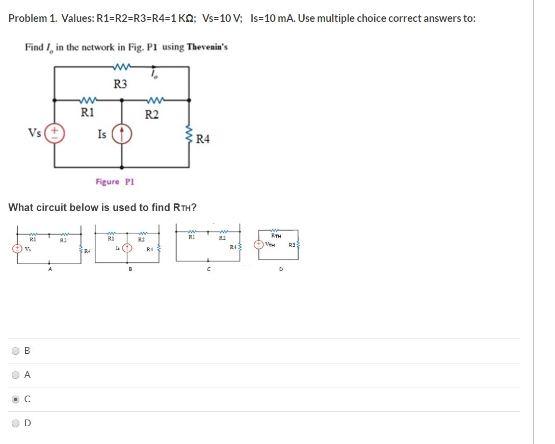 Solved Problem 1. Values: R1=R2=R3=R4=1 KQ; Vs=10 V; Is=10 | Chegg.com